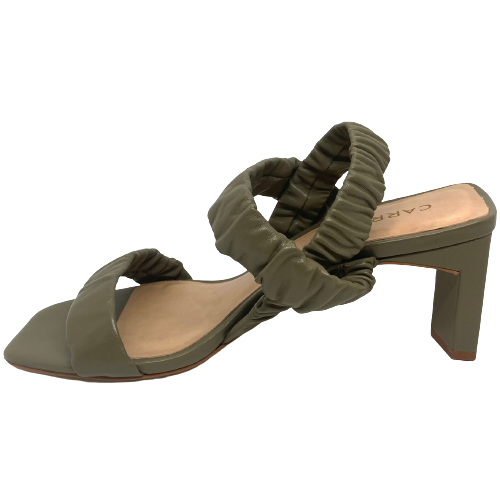Carrano ruched leather heels (Khaki) – M'Lady's